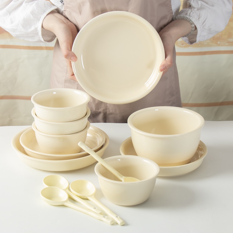 Cream Cutlery Bowl Set Household cutlery Korean ins Ceramic Rice Bowl ...