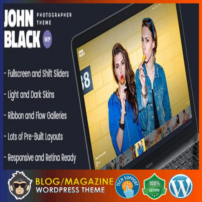 Photography Fullscreen WordPress Theme - JohnBlack Photography v1.9.2 | Shopee Malaysia