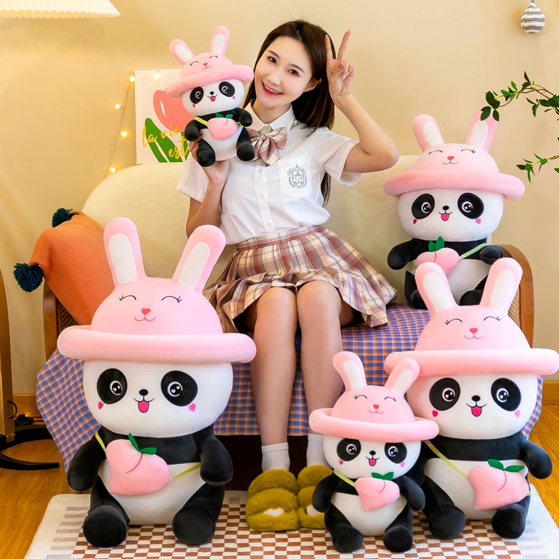 35-75cm Peach Panda Doll Plush Toy Cute Big Panda Doll Children Ragdoll ...