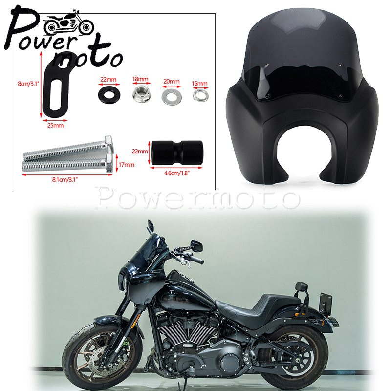 Motorcycle Fairing Kit 9";12'' Windscreen For Harley Softail Low Rider ...
