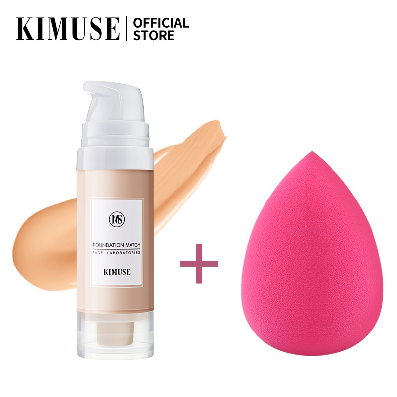 KIMUSE Matte Long Lasting Waterproof Liquid Foundation + Makeup Sponge ...