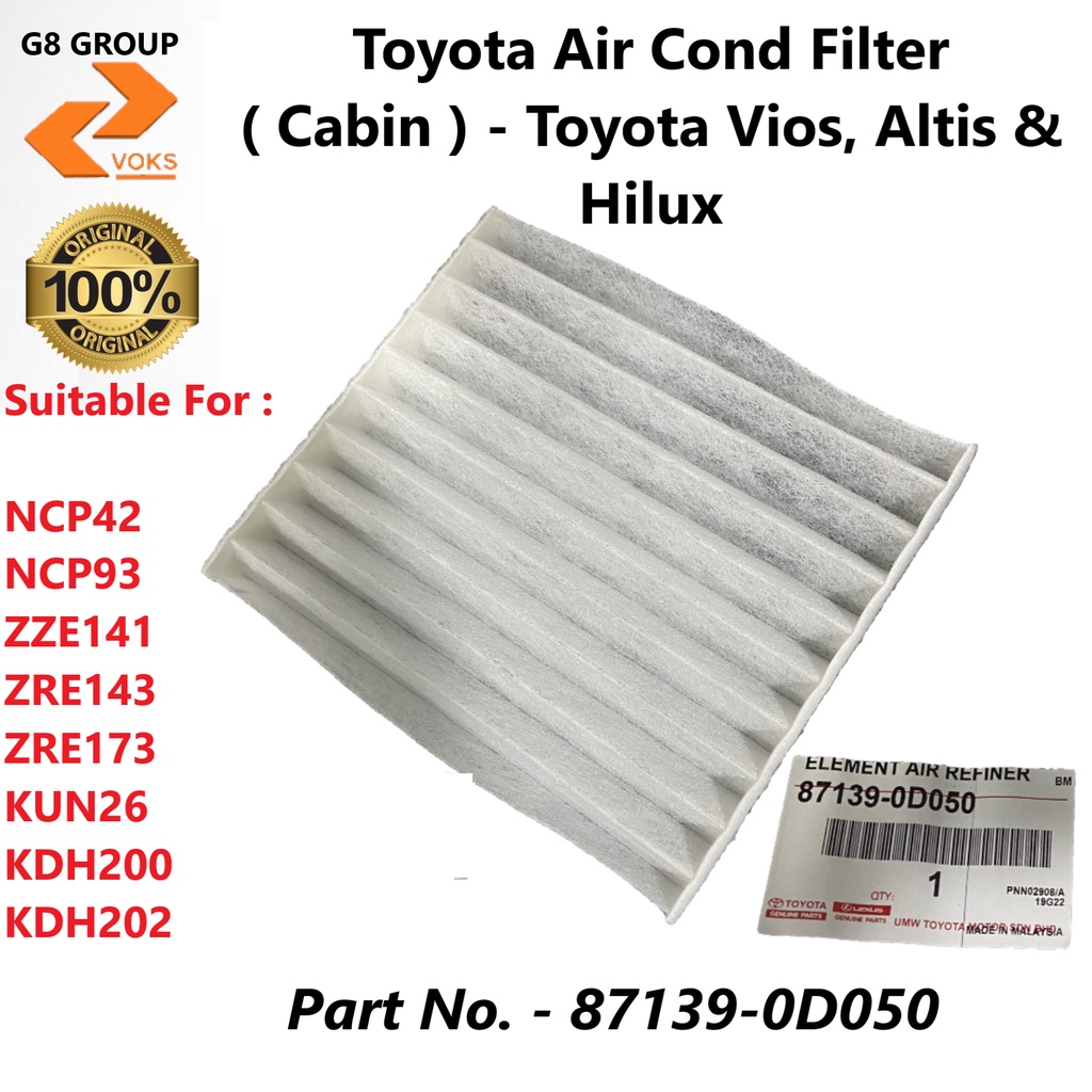 Toyota Air Cond Filter ( Cabin ) - Toyota Vios, Altis & Hilux ( 87139 ...