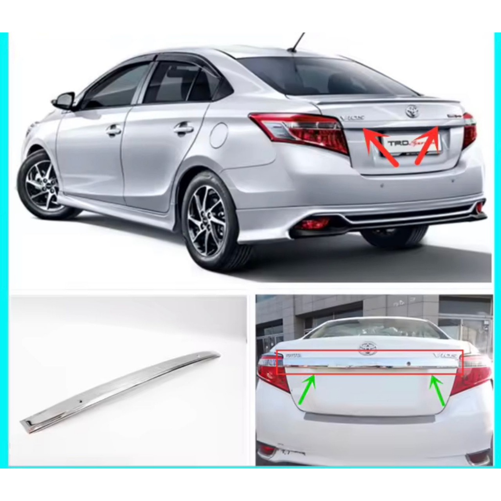 Toyota Vios 2013-2017 Moulding Rear Bonnet Chrome Trim Cover | Shopee ...