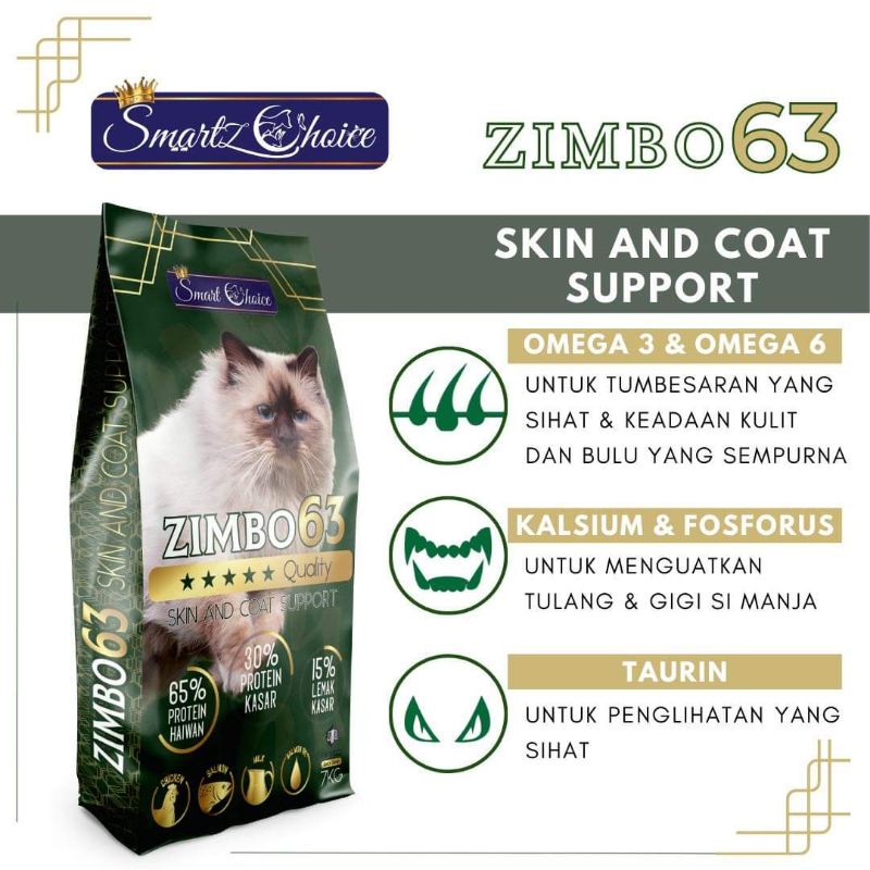 SMART CHOICE HIGH QUALITY ZIMBO 63 SKIN & COAT SUPPORT CAT FOOD 7 KG ...