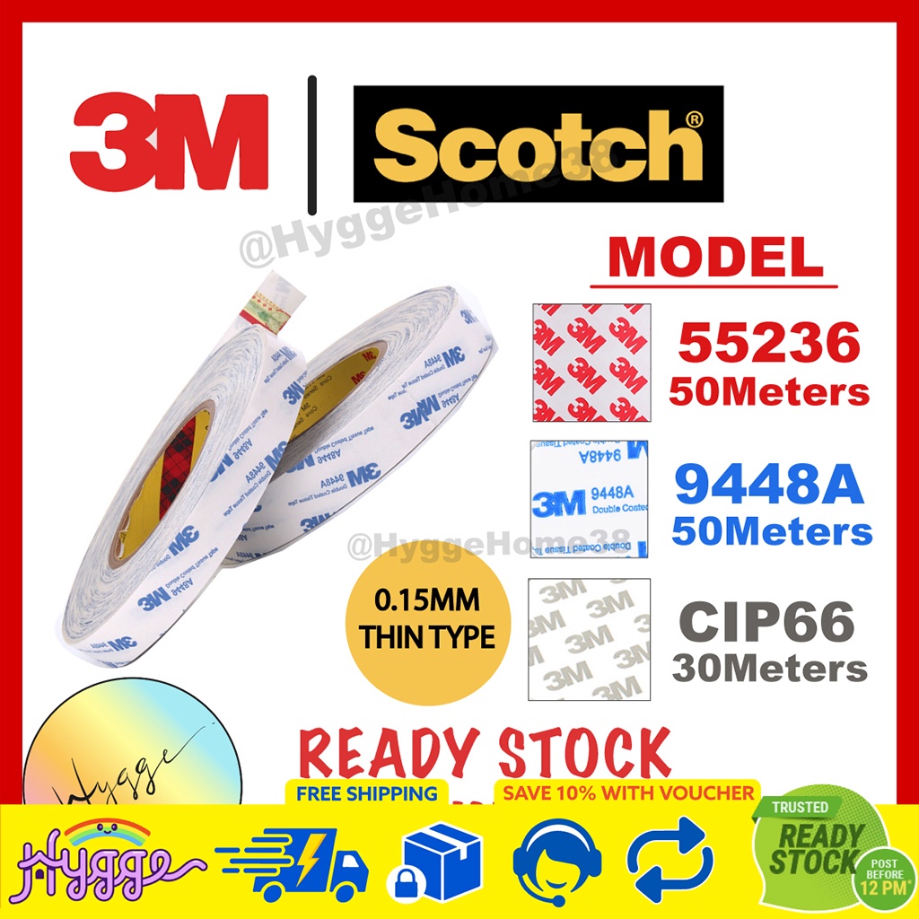 3M Thin Double Sided Tissue Tape 9448A/ 55236 Non Woven Fabric/ CIP66 PU/ 300LSE PET Adhesive ...