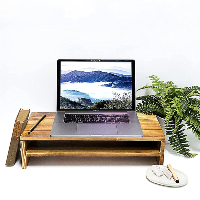 QM💎Computer Monitor Elevated Rack Office Desk Surface Panel LCD Screen ...