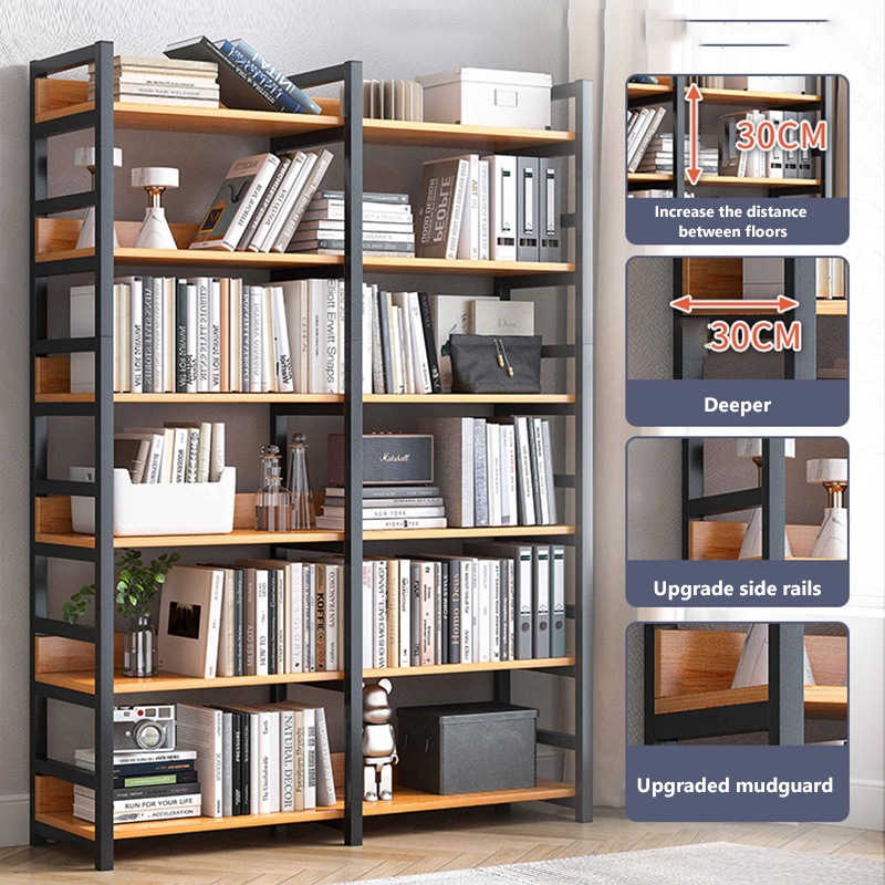 5/4 Tier Book shelf Rack Modern Wood Home Office Metal shelf Display ...