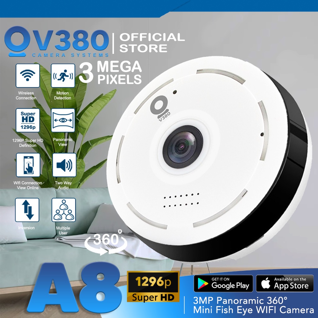 CCTV V380 A8 3MP | Panoramic 360 Degree Mini Fish Eye WIFI IP Camera ...