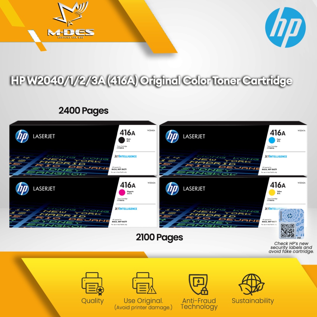HP 416A Original Color Laserjet Toner Cartridge / HP W2040A W2041A ...