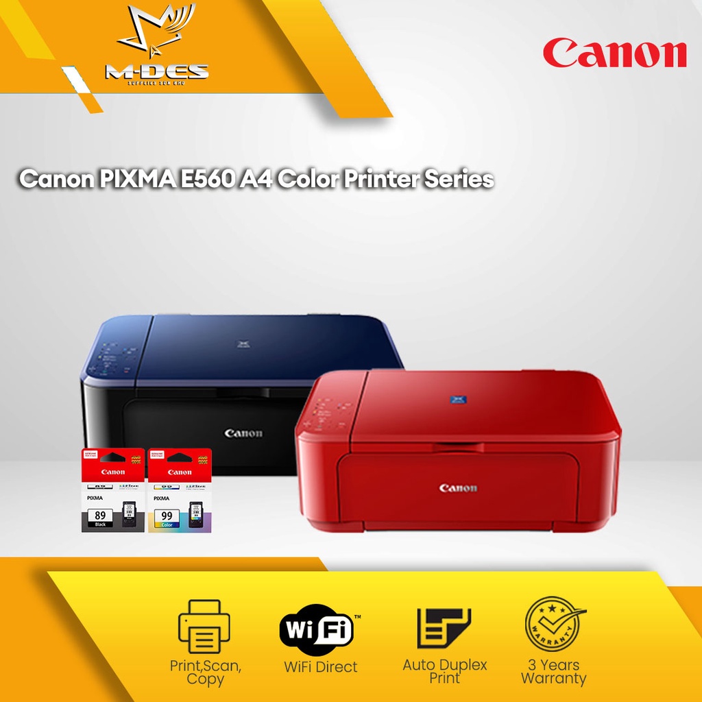Canon Pixma E560 Black / Red All In One Wireless A4 Color Inkjet Printer ( Print Scan Copy Wifi ...
