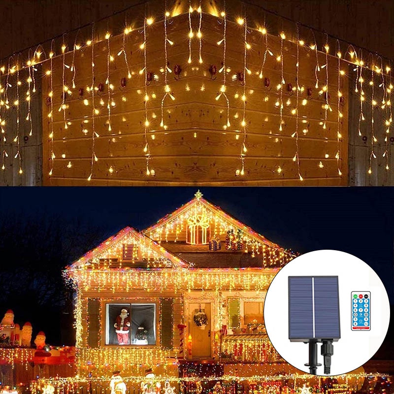【Ship Today】Raya Solar Remote Icicle Curtain Muharram String Lights ...