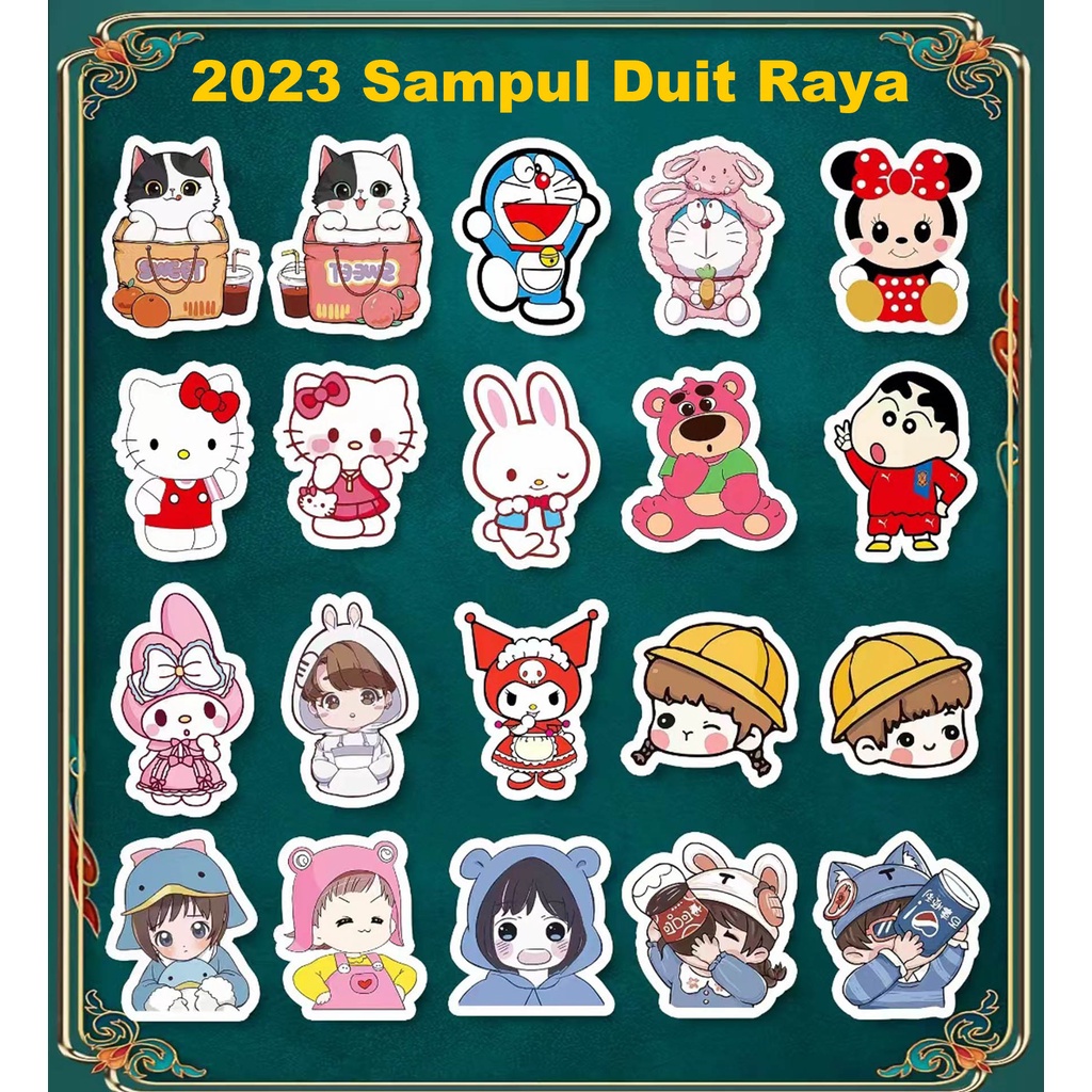 5 pcs Sampul Duit Raya Cartoon Green Packet Cartoon Red Envelope Green ...