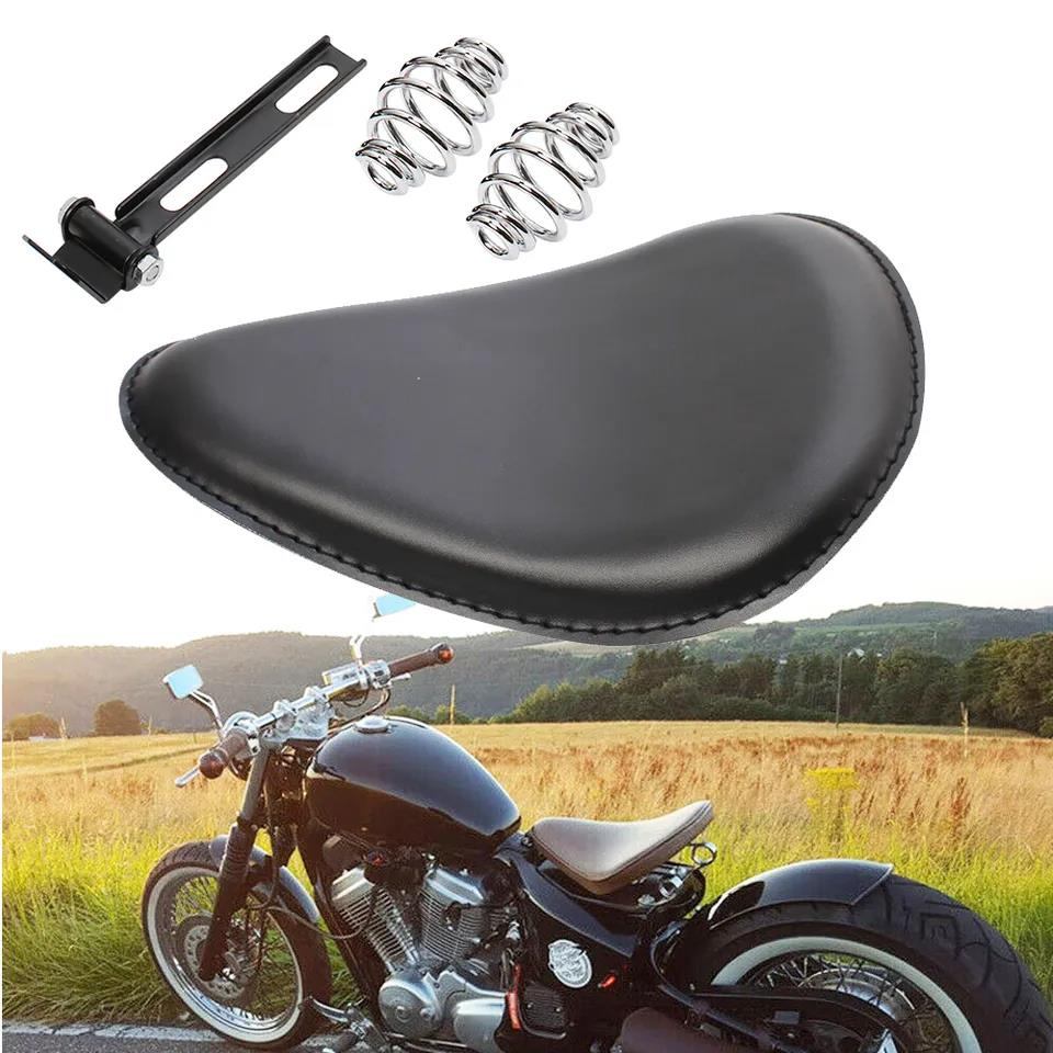 Motorcycle Spring Solo Seat + 3" Spring Mount Bracket Kit For Harley 48 ...