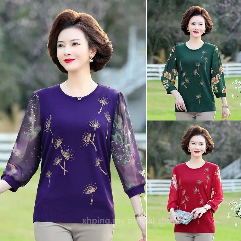high-grade women blouse plus size-shirt three quarter sleeve Chiffon ...