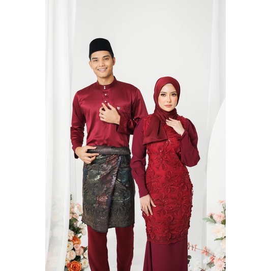 New Arrival Meriah Raya 2023 - Dahlea Kurung In Heart Maroon | Shopee ...