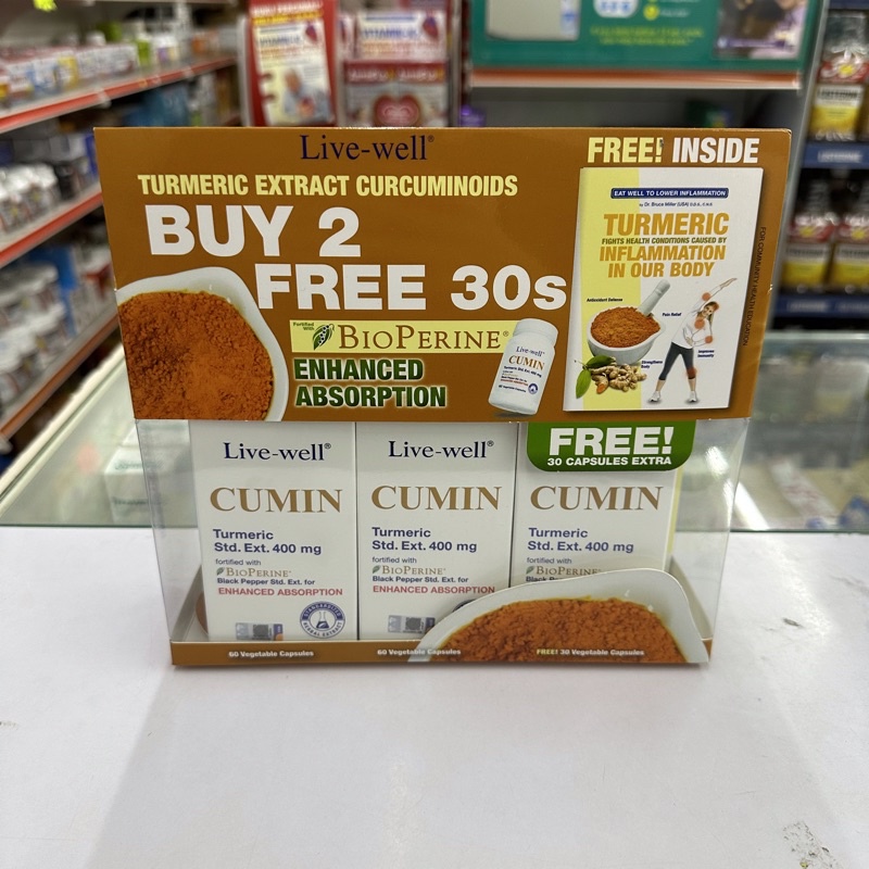(GOODLIFE) - LIVE-WELL CUMIN TURMERIC STD. EXT. 400MG 60Sx2 + 30S (VALUE PACK) | Shopee Malaysia