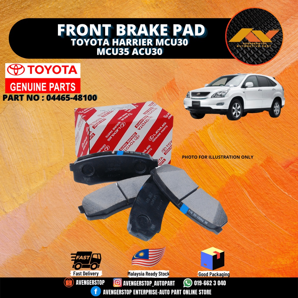 TOYOTA HARRIER MCU30 MCU35 ACU30 TOYOTA FRONT BRAKE PAD 100% ORIGINAL ...