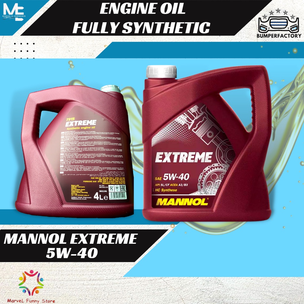 Mannol Extreme 5W-40 Fully Synthetic 4 Litre Engine Oil Lubricant ...