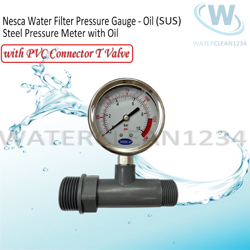 Nesca Water Filter Pressure Gauge - Oil - Hydraulic Liquid - SUS ...