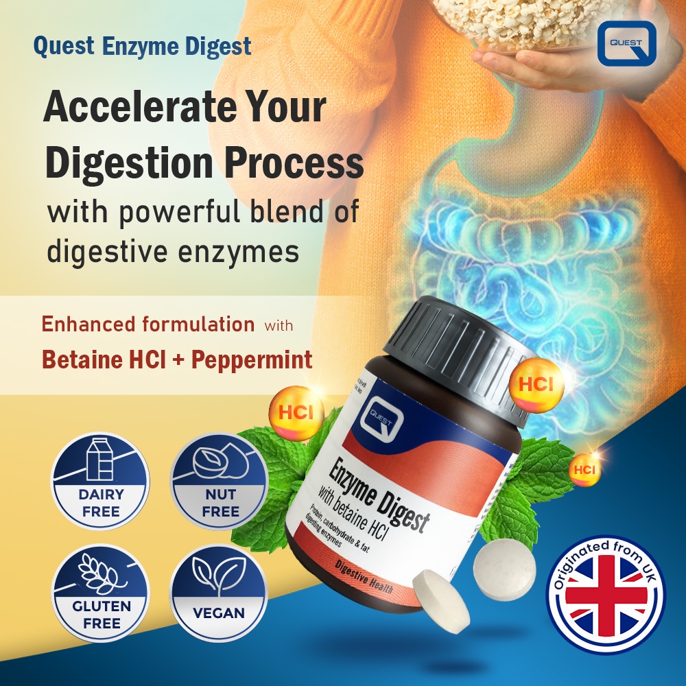 QUEST Enzyme Digest 90's -Relief digestive discomfort, Aids Digestion With Peppermint Oil ...