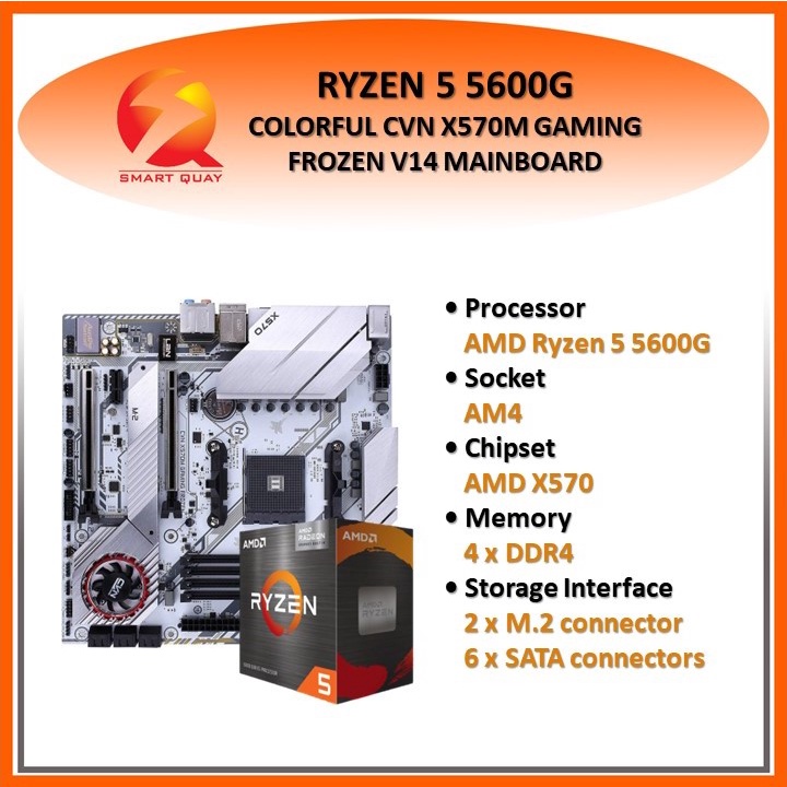 AMD RYZEN 5 5600G/ COLORFUL CVN X570M GAMING FROZEN V14 MAINBOARD ...