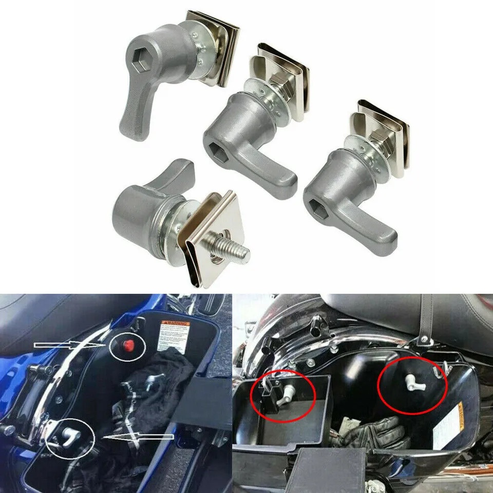 4 Pcs Motorcycle Universal Saddlebag Lever Lock Bolts & Nuts Kit For ...