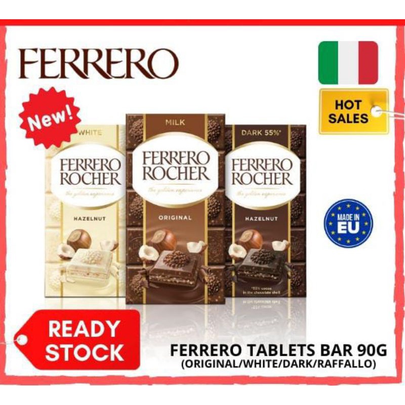 Ferrero Rocher Ferrero Tablets 90G (Original / Dark / White / Raffaello ...