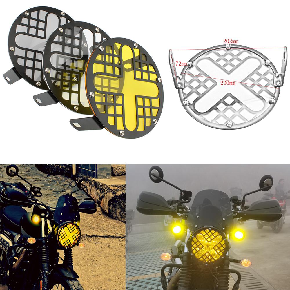 REALZION Motorcycle 7"; Retro Headlight Grille Guard Protector Cover ...