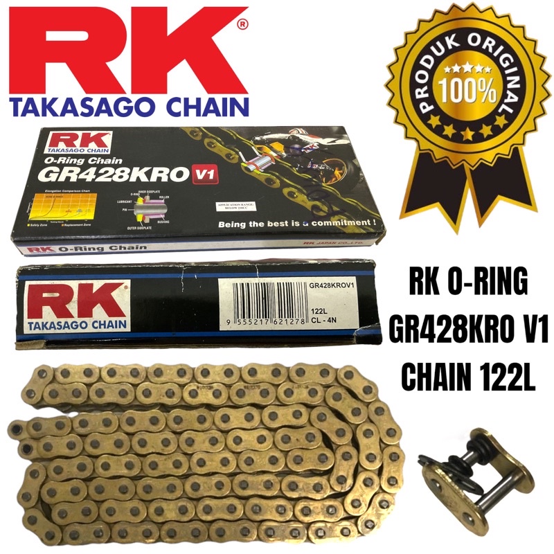 🔥100% ORIGINAL RK TAKASAGO CHAIN GR428KRO V1 O-RING CHAIN 122L GOLD KRO ...