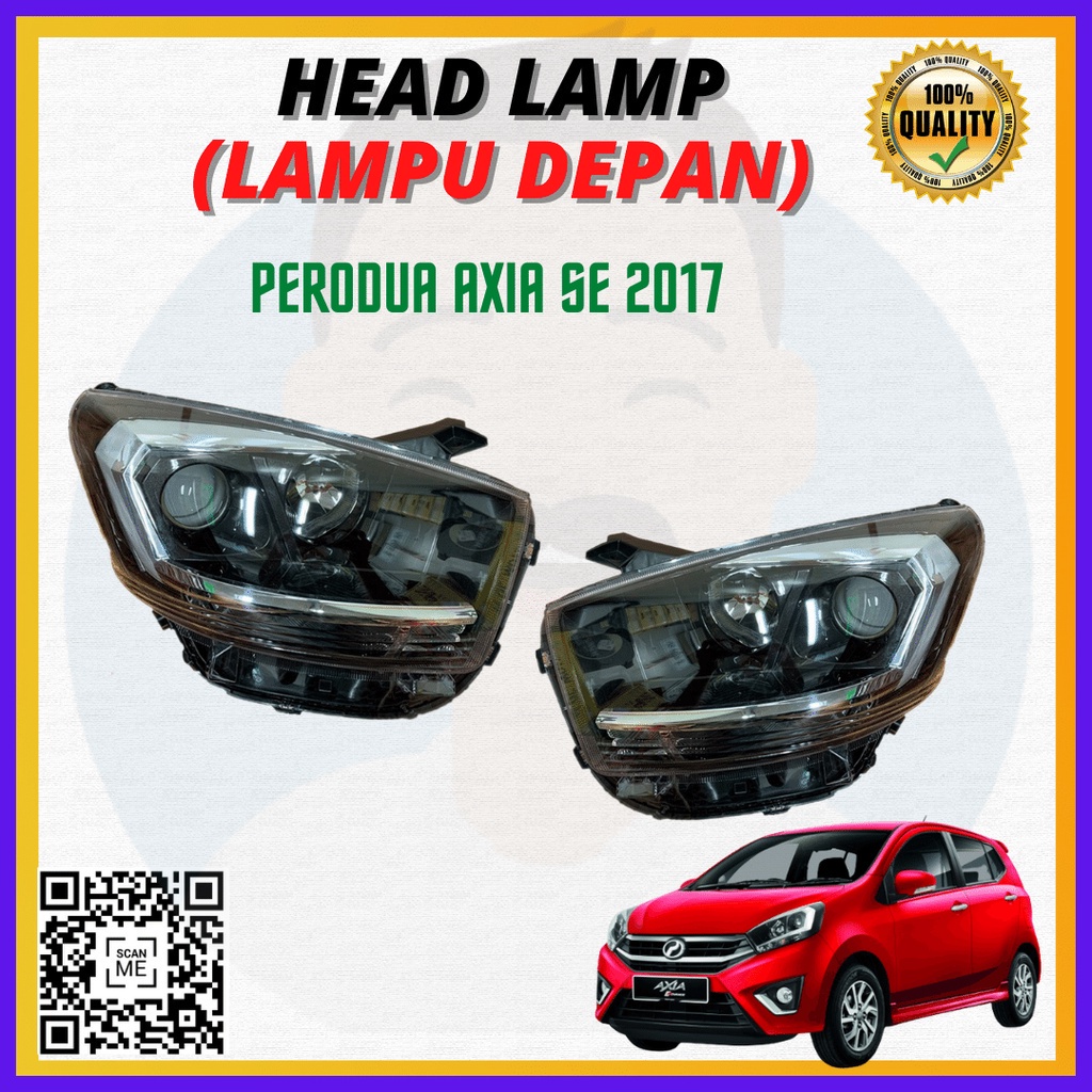 PERODUA AXIA SE 2017 HEAD LAMP LAMPU BESAR DEPAN 100% NEW HIGH QUALITY ...