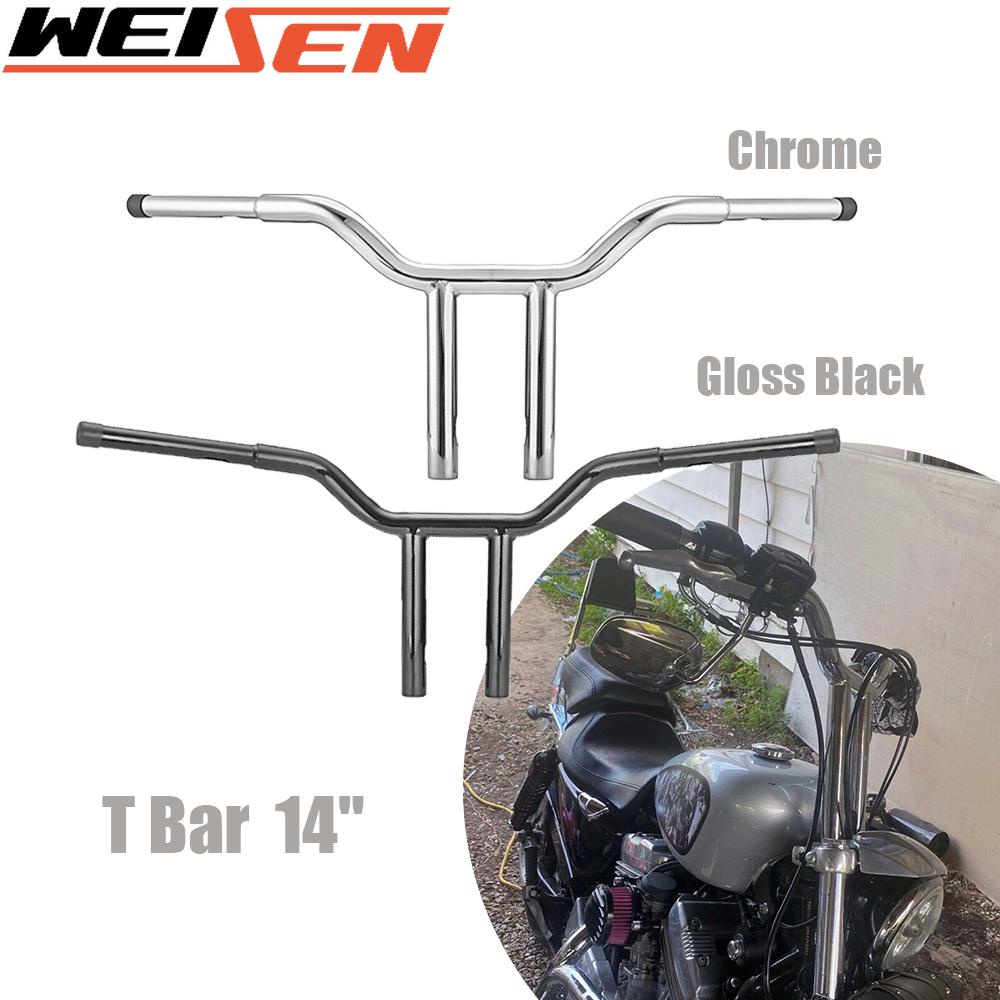 Motorcycle Handlebar 14"; Rise T-Bars Drag Bar For Harley Davidson Dyna ...