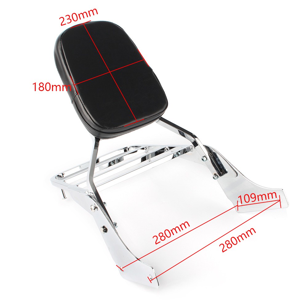 Motorcycle Backrest Sissy Bar Rear Luggage Rack Guard For Honda Shadow ...