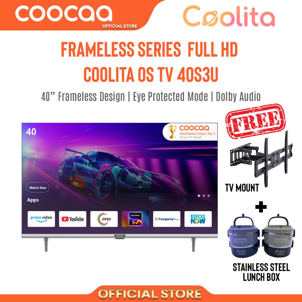 coocaa Smart TV 40 inch - 40S3U - OS COOLITA - HD - Bezel Less ...