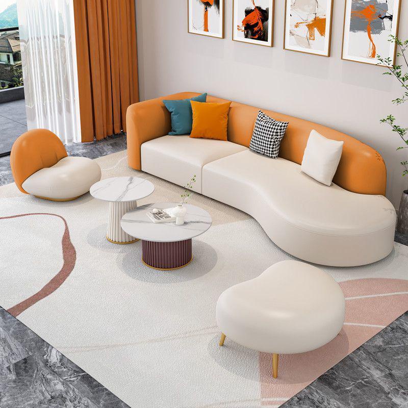 Technology Cloth Sofa Curved Sofa Living Room Simple Sofa Cream Style ...