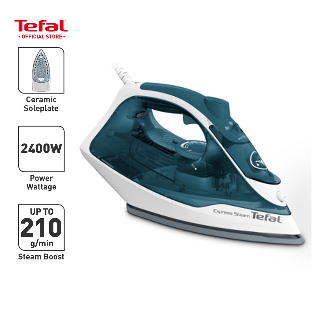 Tefal Express Steam FV2831 Steam Iron (2400W, 40/210g/min steam output ...
