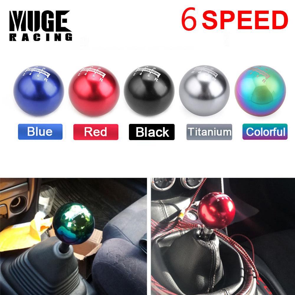 6 Speed Universal 50MM Gear Stick Shift Knob Aluminum Manual Spherical ...