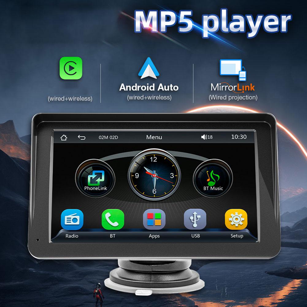 7 Inch Car Radio Portable Wireless Apple CarPlay Android Auto Stereo ...