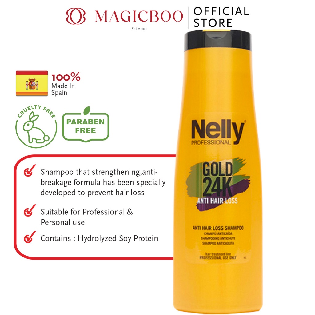 Magicboo Nelly Professional Gold 24K Anti Hair Loss Shampoo 400ml ...