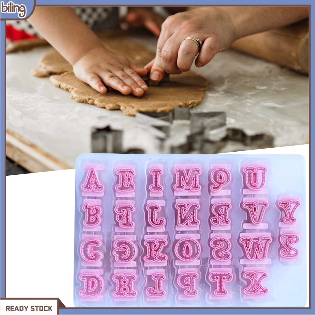 [biling] 1 Set Letter Fondant Mold Alphabet Non-stick Plastic Children ...