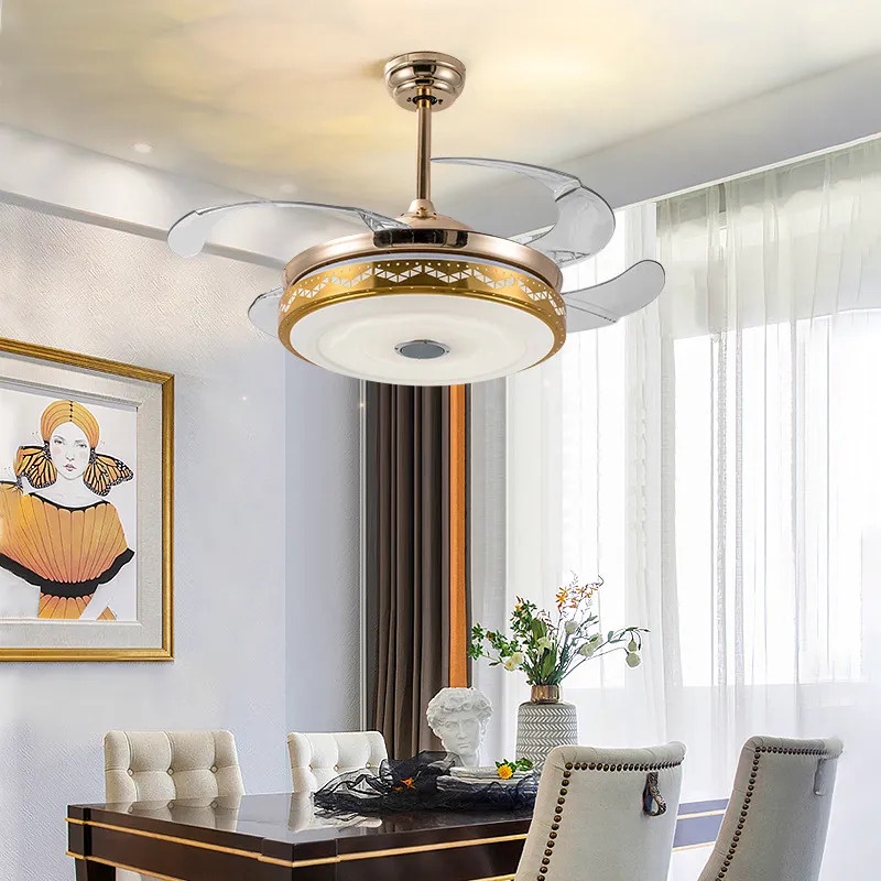 Modern remote control fan light personality fashion living room dining ...