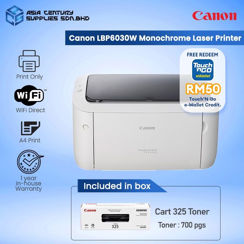 Canon imageCLASS LBP6030 LBP6030w Monochrome Laser Printer / A4 Print Wifi / Canon 325 Toner ...