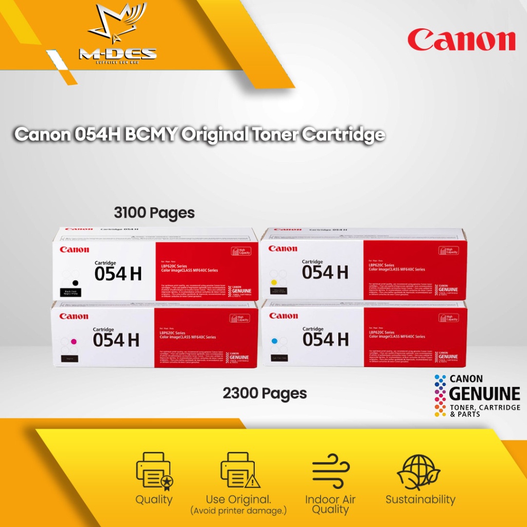 Canon 054H Colour Laser Toner Cartridge Black / Cyan / Magenta/ Yellow ...