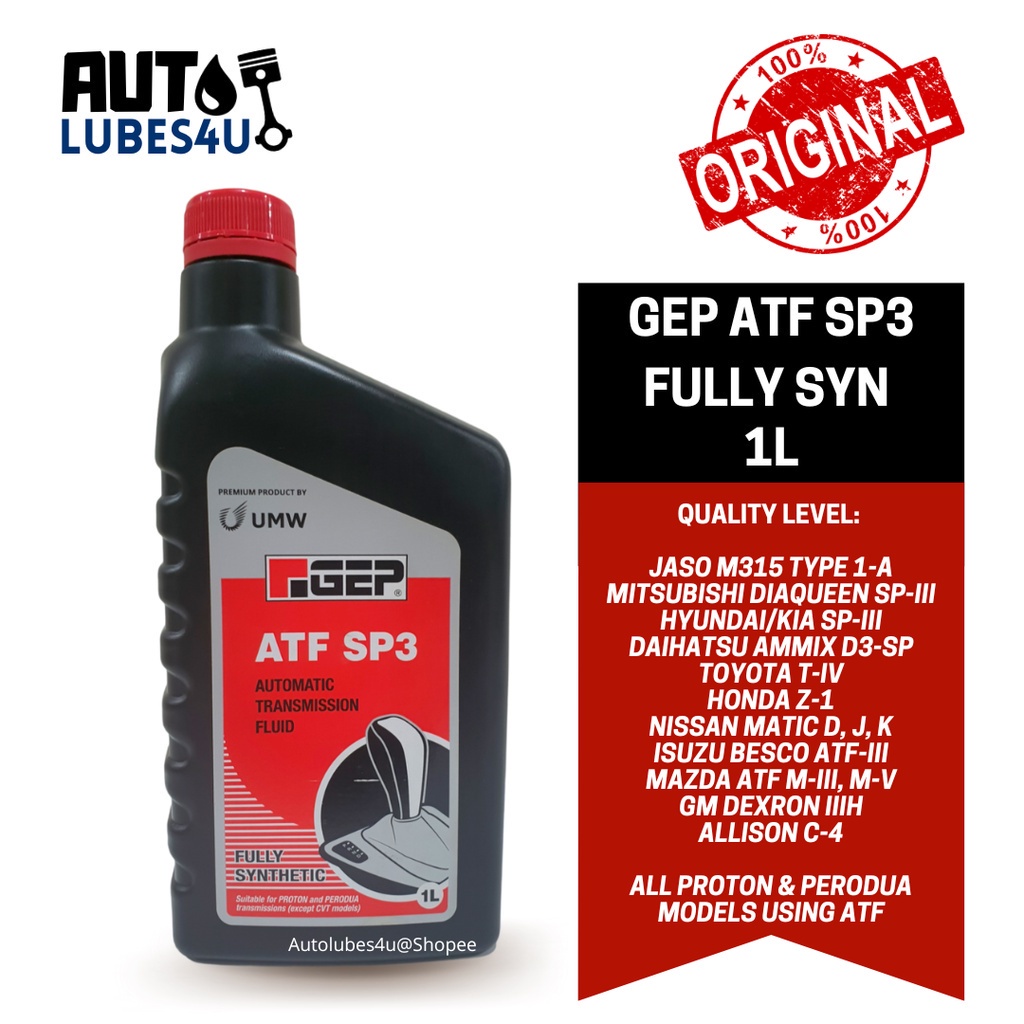 GEP ATF SP3 Fully Synthetic (1L) - Automatic Transmission Fluid Auto Oil for Proton / Perodua ...