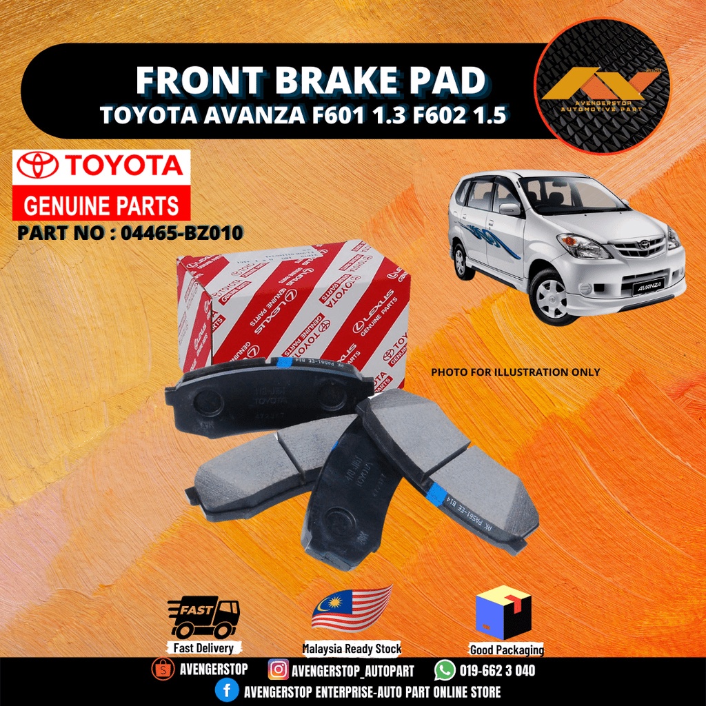 TOYOTA AVANZA 1.3 1.5 TOYOTA FRONT BRAKE PAD 100% ORIGINAL 04465-BZ010 ...