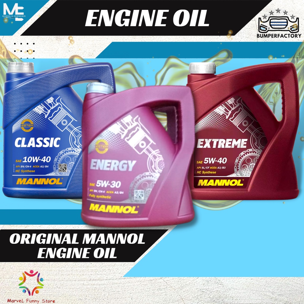Mannol Original Fully And Semi Classic Energy Extreme Synthetic Engine Oil Lubricant Minyak ...