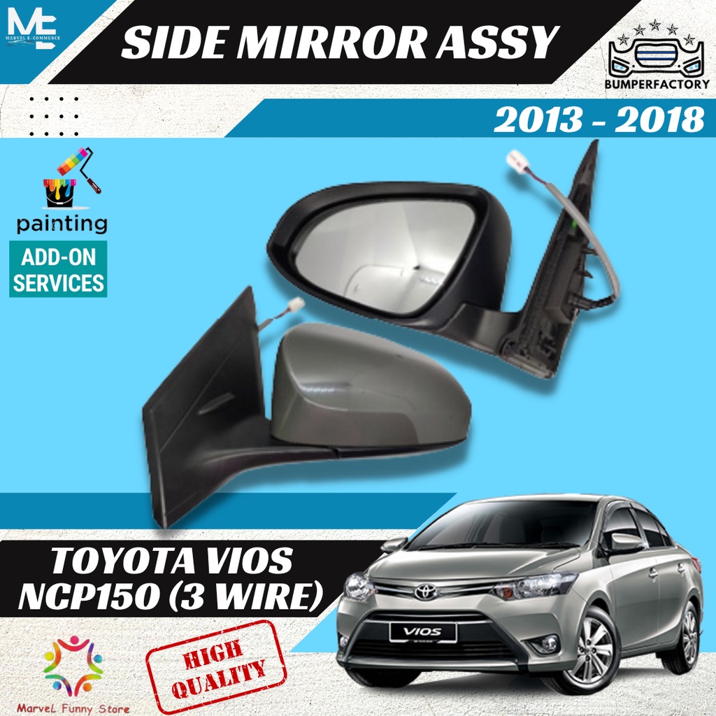 Toyota Vios Ncp150 2013 Side Mirror Assy 3 Wire High Quality | Shopee ...