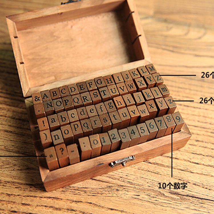 70pcs/set vintage creative traditional numbers + English letters wooden ...