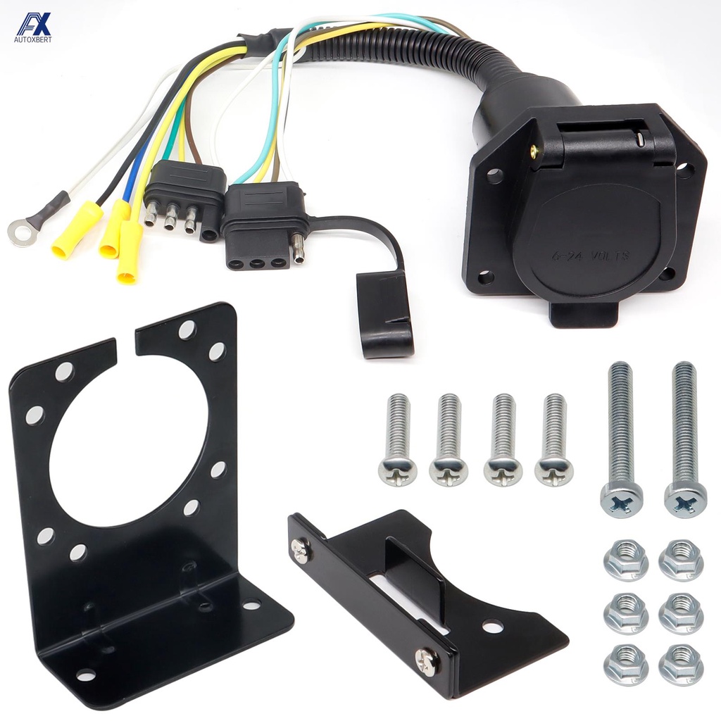 4 Way Pin to 7 Way RV Blade 4 Way Flat Female Trailer Towing Connector ...