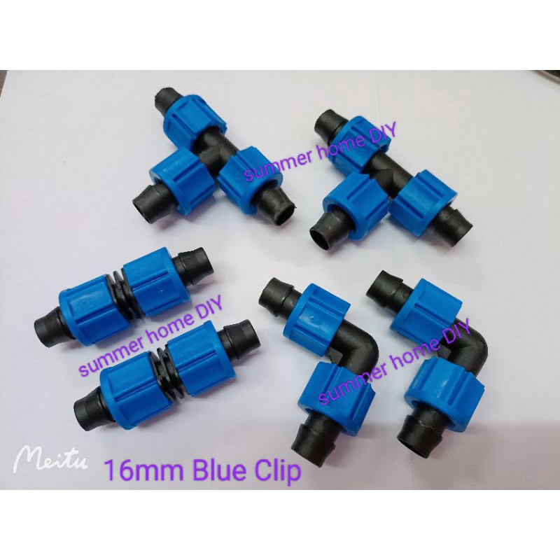 50Pcs-16mm Fitting With Lock(Blue)/Elbow/Tee/Socket/For PE Polypipe ...