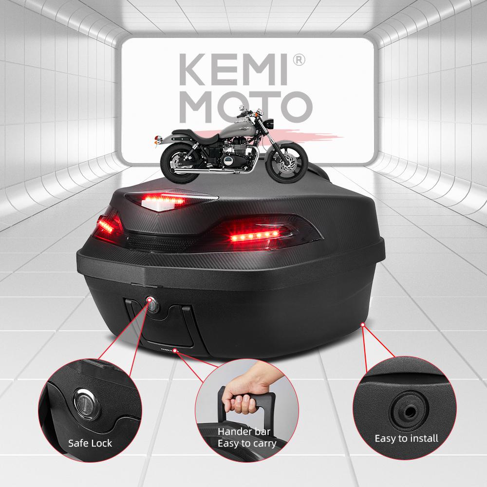 KEMIMOTO Universal 48L Secure Latch Motorcycle Rear Cargo Trunk Scooter ...